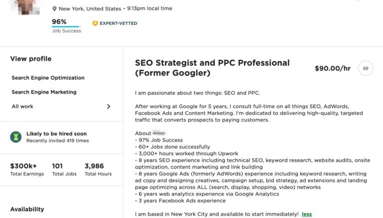Create a professional Upwork profile overview with this example collection