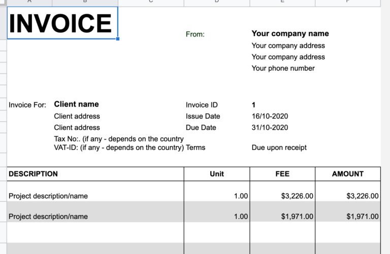 Invoice for freelance work in 5 minutes with this template and email script