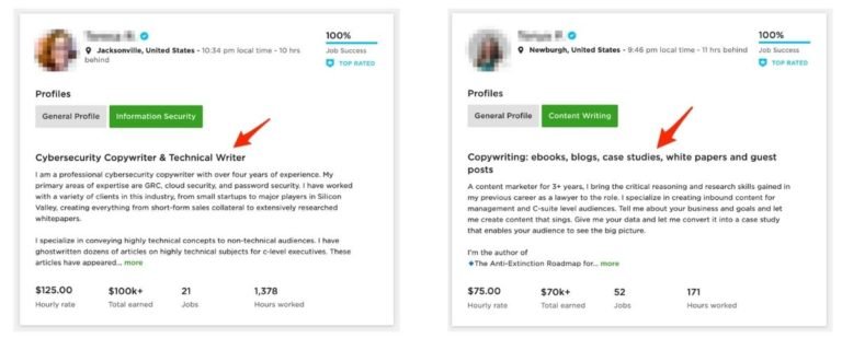 Upwork profile title examples: how to write a title that gets attention